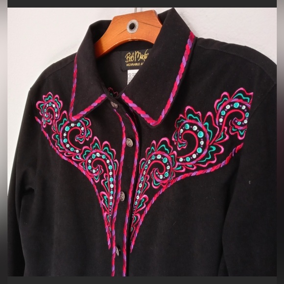 Bob Mackie | Tops | Hey Cowgirl Sassy Western Style Embroidered Shirt ...